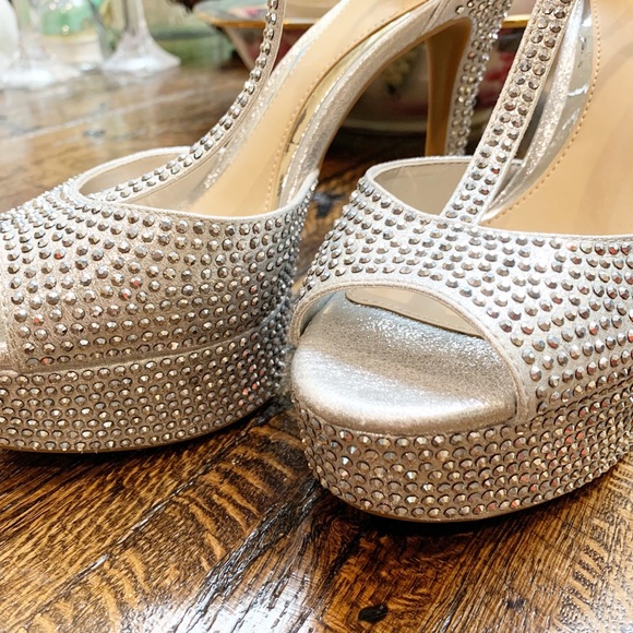 Gianni Bini | Shoes | Gb Brightnight Silver Rhinestone Platform Heels ...